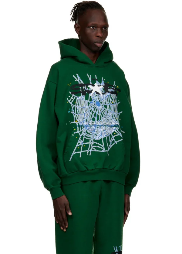 Sp5der Web Hoodie Hunter Green - Spider Hoodie